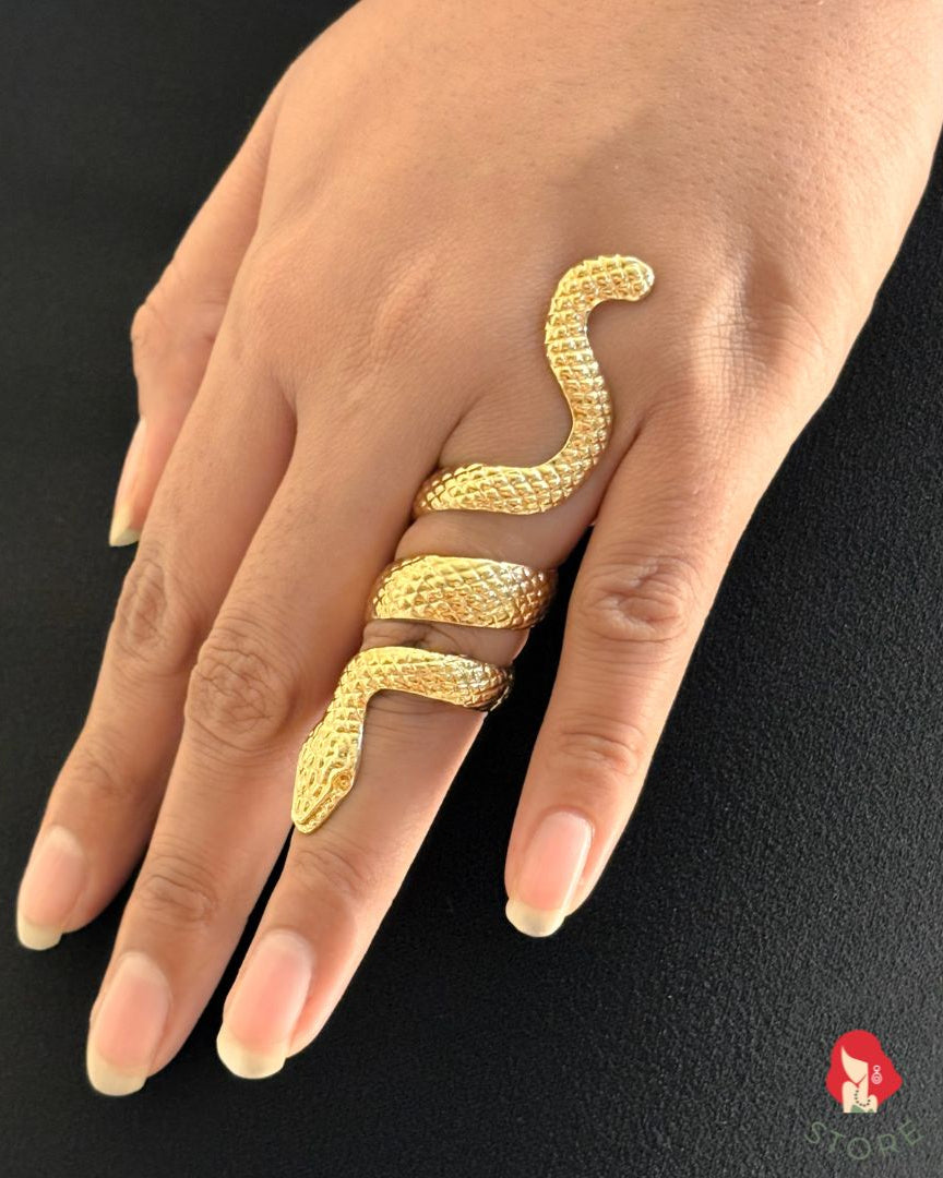 Buy Bold Golden Snake Coil Ring – The Nakhra Store